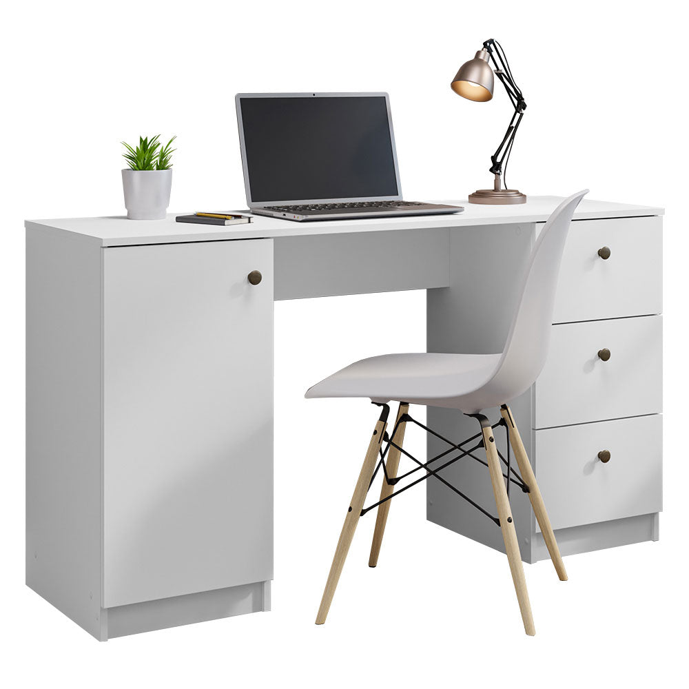 Madesa Computer Desk, Modern Home Office Desk with 3 Drawers and 1 Doo ...