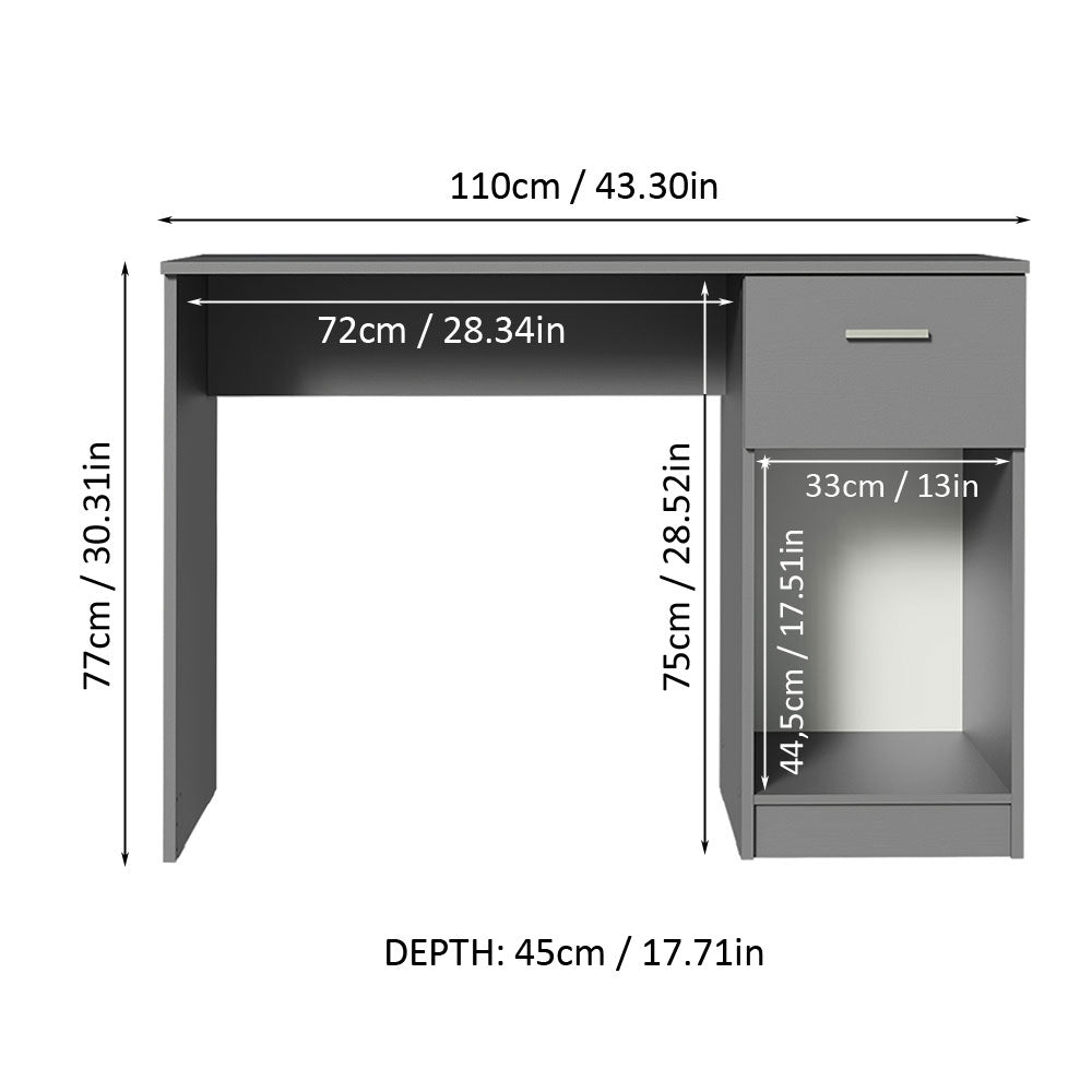 Madesa Compact Computer Desk with 1 Drawer and 1 Door, Study Table for ...