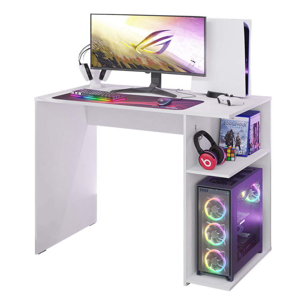 Madesa Compact Gaming Computer Desk with 2 Shelves, Cable Management a ...